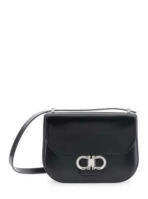 FERRAGAMO Crossbody Bag With Gancini Plaque - Black