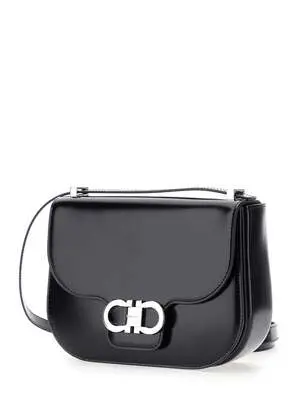 FERRAGAMO Crossbody Bag With Gancini Plaque - Black