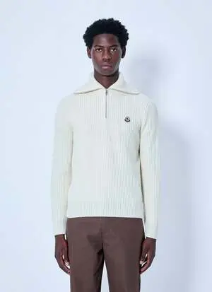 Moncler Ribbed Cotton Sweater - White