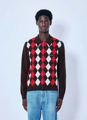 Miu Miu Cashmere Argyle Cardigan