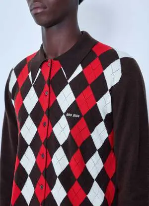 Miu Miu Cashmere Argyle Cardigan