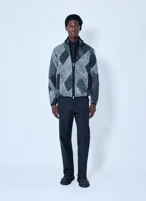 Moncler Geometric Pattern Zip Up Cardigan - Gray
