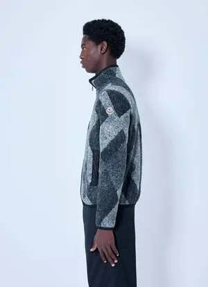 Moncler Geometric Pattern Zip Up Cardigan - Gray