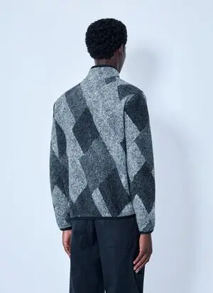 Moncler Geometric Pattern Zip Up Cardigan - Gray