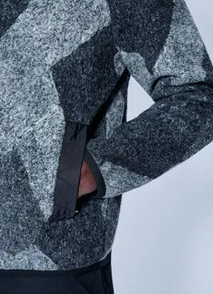 Moncler Geometric Pattern Zip Up Cardigan - Gray
