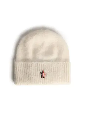 Moncler Alpaca Blend Ribbed Beanie - White