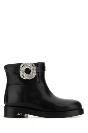 Mach & Mach Leather Galaxy Ankle Boots - Black