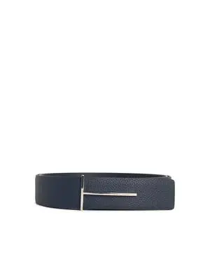 TOM FORD Navy Reversible Leather Belt - Blue