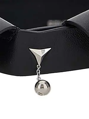 Fendi Black Collar With Sphere Pendant In Leather For