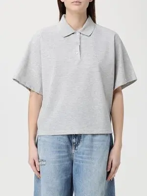 Saint Laurent Cotton Blend Polo Shirt - Gray
