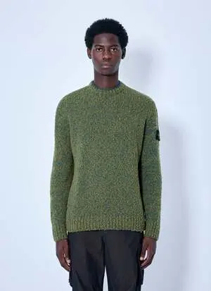 Stone Island Crewneck Textured Knit Sweater - Green