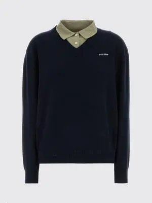 Miu Miu Cashmere Blend Polo Shirt - Blue