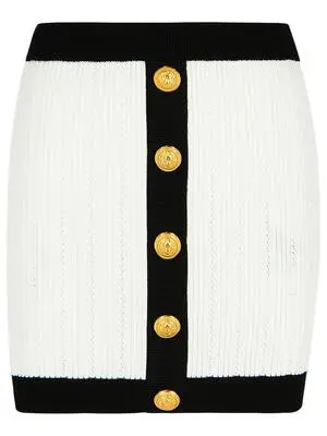 Balmain Viscose Blend Mini Skirt - White