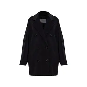 Max Mara Double-breasted Felted Pea Coat - Black