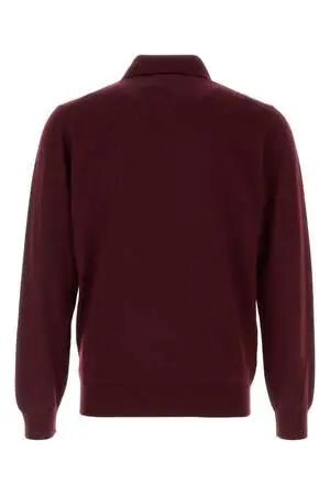 Fendi Burgundy Stretch Wool Polo Shirt