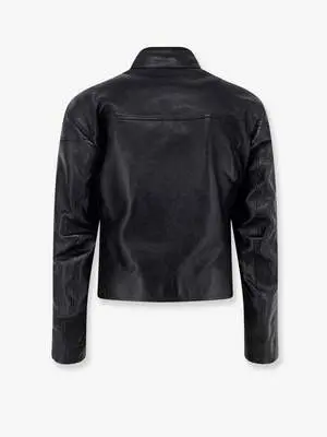 Gucci Leather Bomber With Web Details