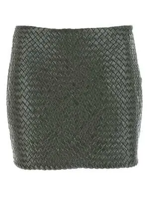 Bottega Veneta Army Leather Mini Skirt - Green