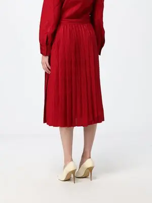 Gucci High-waisted Pleated Silk Midi Skirt - Red