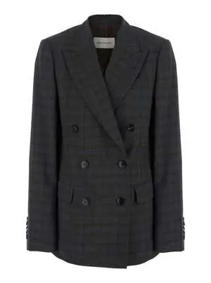 Dries Van Noten Checked Wool Double-breasted Jacket - Multicolor