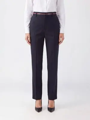 Gucci Slim Fit Wool Trousers With Slash And Welt Pockets - Blue
