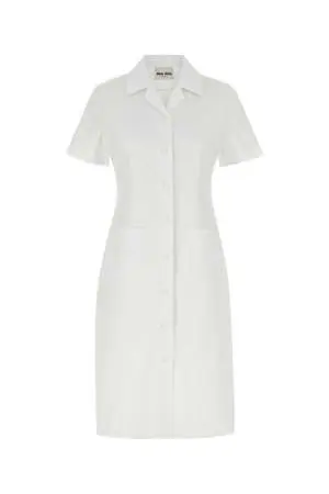 Miu Miu Poplin Shirt Dress - White