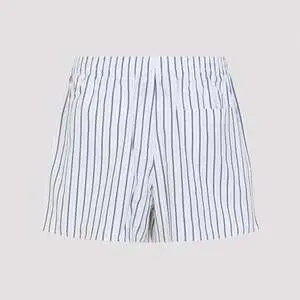 AMI Paris Striped Elasticated Cotton Shorts - White