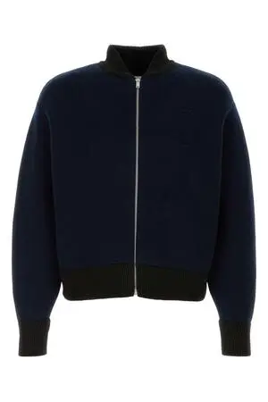 JIL SANDER Dark Wool Blend Cardigan - Blue