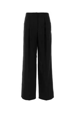 Fendi Black Wool Blend Wide-leg Pant - Cream