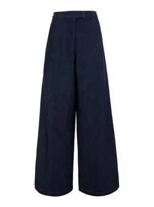 Dries Van Noten Penn' Blue Jeans With Logo Patch On The Back And Wide Leg In Denim For - Multicolor