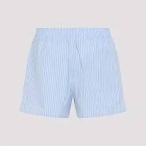 AMI Paris Elasticated Striped Poplin Shorts - Blue