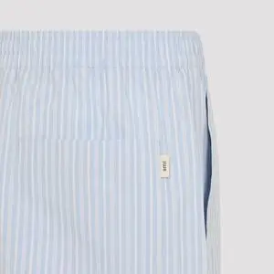 AMI Paris Elasticated Striped Poplin Shorts - Blue