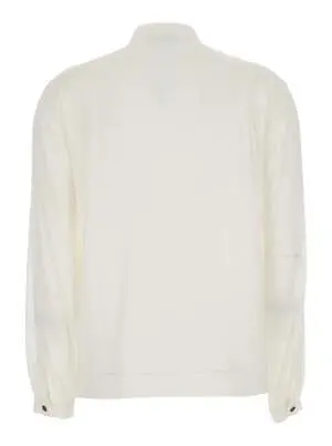 Max Mara White Shirt With Scarf Collar And Long Sleeves In Silk For - Multicolor