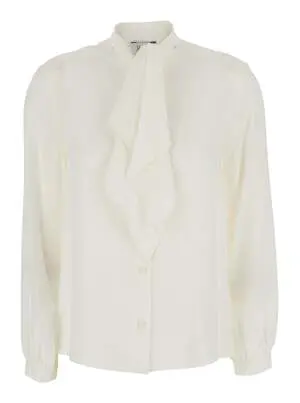 MAX MARA MAX MARA Silk Scarf Collar Long Sleeve Shirt