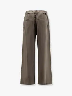 Brunello Cucinelli Cotton Trousers With Elastic And Monili Detail - Multicolor