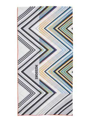 Missoni Scarf With Logo Lettering And Stripe Motif In Silk For - Multicolor