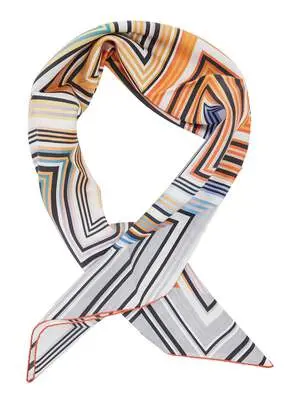 Missoni Scarf With Logo Lettering And Stripe Motif In Silk For - Multicolor