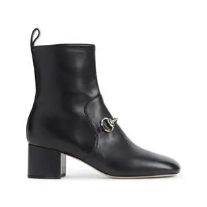 Gucci Leather Horsebit Ankle Boots - Black