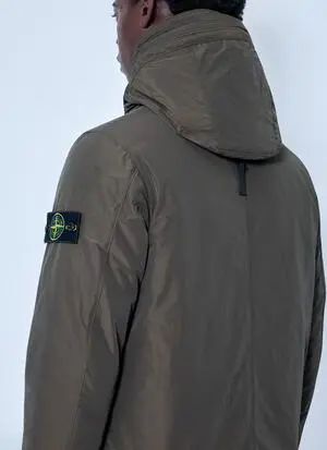 Stone Island Hooded Quilted Jacket - Brown