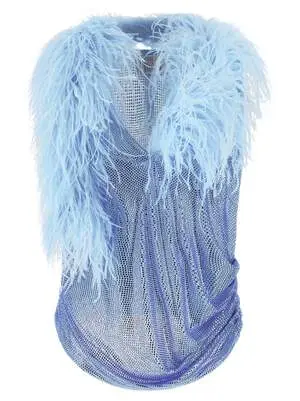 Giuseppe Di Morabito Mesh And Feather Top - Blue