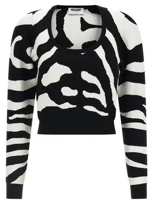 Moschino Zebra Intarsia Sweater - Black