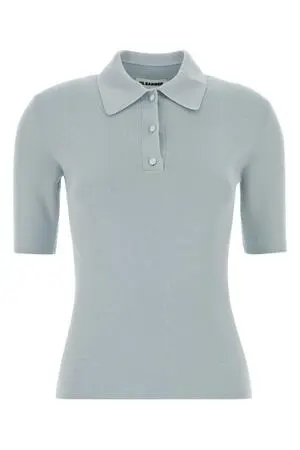 JIL SANDER Jil Sander Women Pastel Light-Blue Wool Polo Shirt Blue