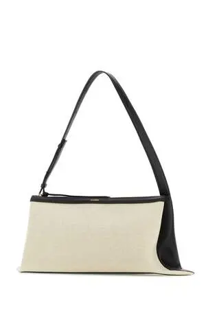 JIL SANDER Two-tone Canvas And Leather Medium Empire Shoulder Bag - Multicolor