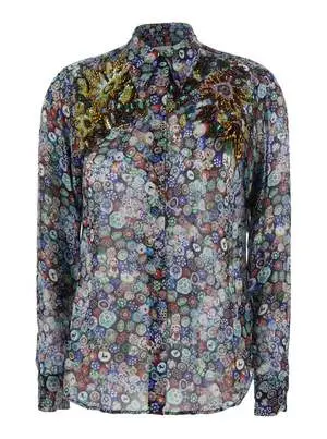Dries Van Noten Chowy' Shirt With Classic Collar And All-over Embroidery In Viscose For - Multicolor