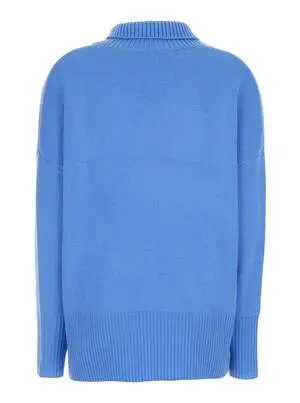 LISA YANG Heidi' Light Sweater With High Neck And Ribbed Finishes In Cashmere For - Blue