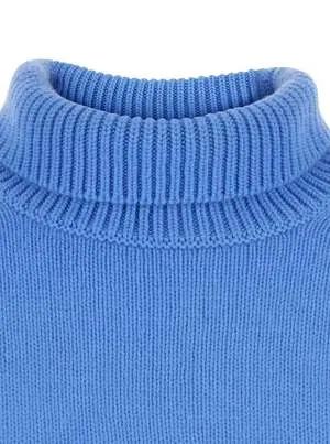 LISA YANG Heidi' Light Sweater With High Neck And Ribbed Finishes In Cashmere For - Blue