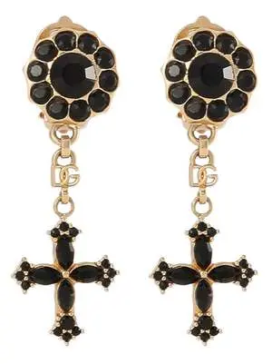 Dolce & Gabbana Cross Pendant Earrings - Black