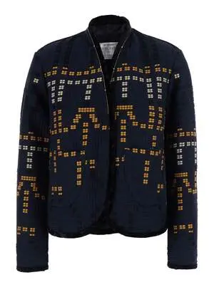 FORTE_FORTE Samarcanda' Black Jacket With Geometric Embroidery With Beads In Blend Cotton For - Multicolor