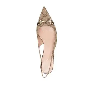 Gucci Gg Supreme Canvas Slingback Pumps - Cream