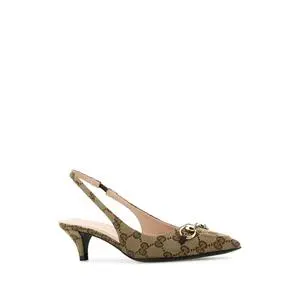 Gucci Gg Supreme Canvas Slingback Pumps - Cream