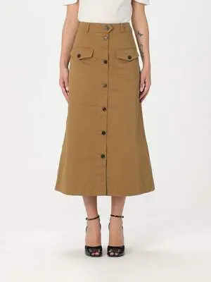 Saint Laurent Cotton Midi Skirt - Cream